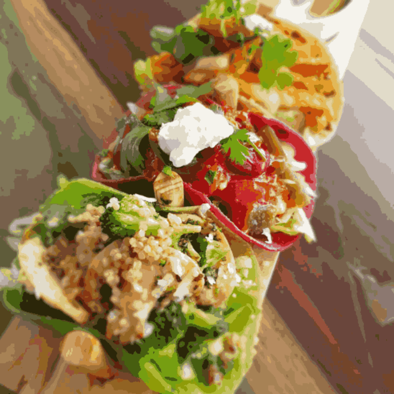Whole Wheat Taco Trio (323 Kcal) | Evergreen Cafe